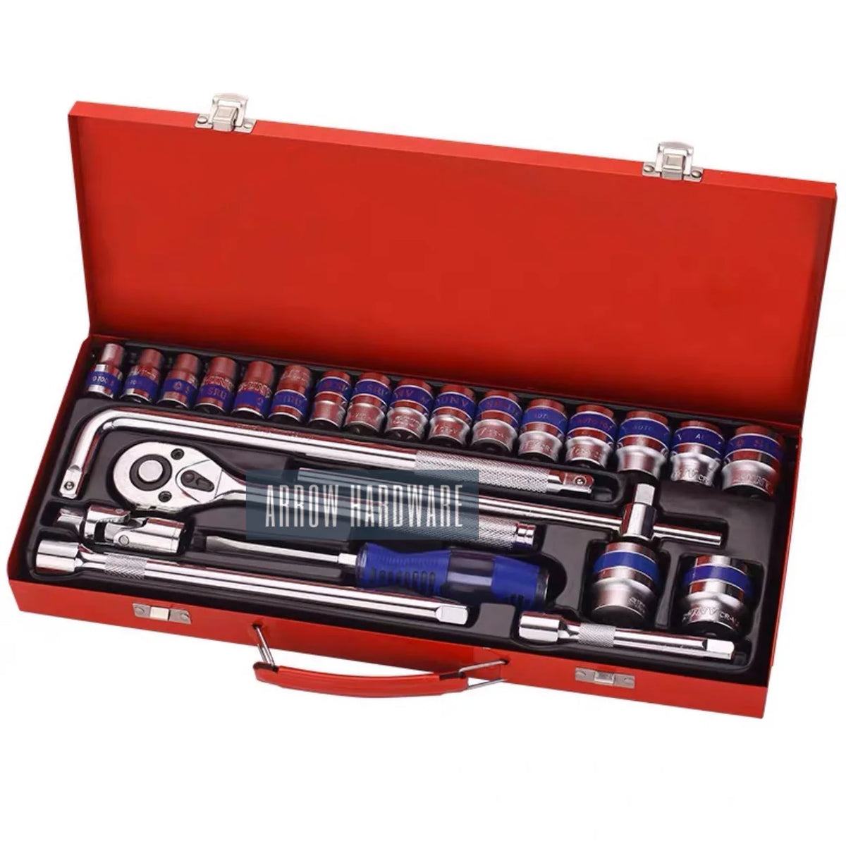 1/2" Drive Socket Wrench Set with L-Handle & Screwdriver 25pcs. (Mirro ...