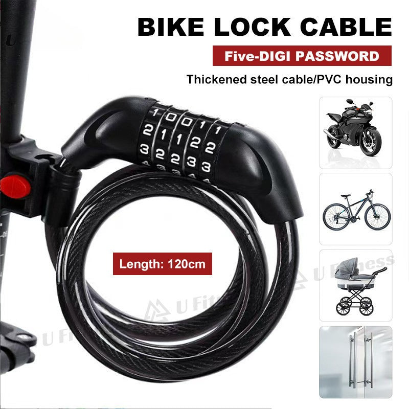 Changeable 5 Digit Password Bike Lock Anti Theft Steel Combination Num ...