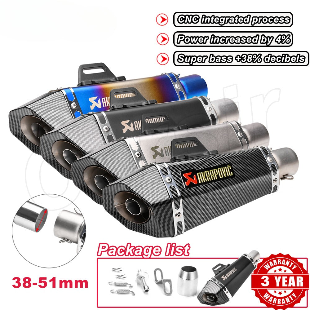 Exhaust 38-51mm Universal Motorcycle Carbon Fiber Type Muffler Akrapov ...