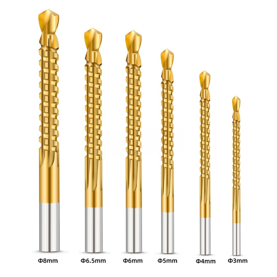 6Pcs HSS Titanium Twist Drill Bits Set 3-8mm Serrated Side Cutting Dri ...
