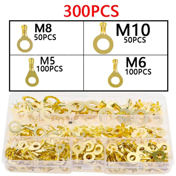 150/300/450/540PCS M3-M10 Ring Lugs Eyes Copper Crimp Terminals Cable ...