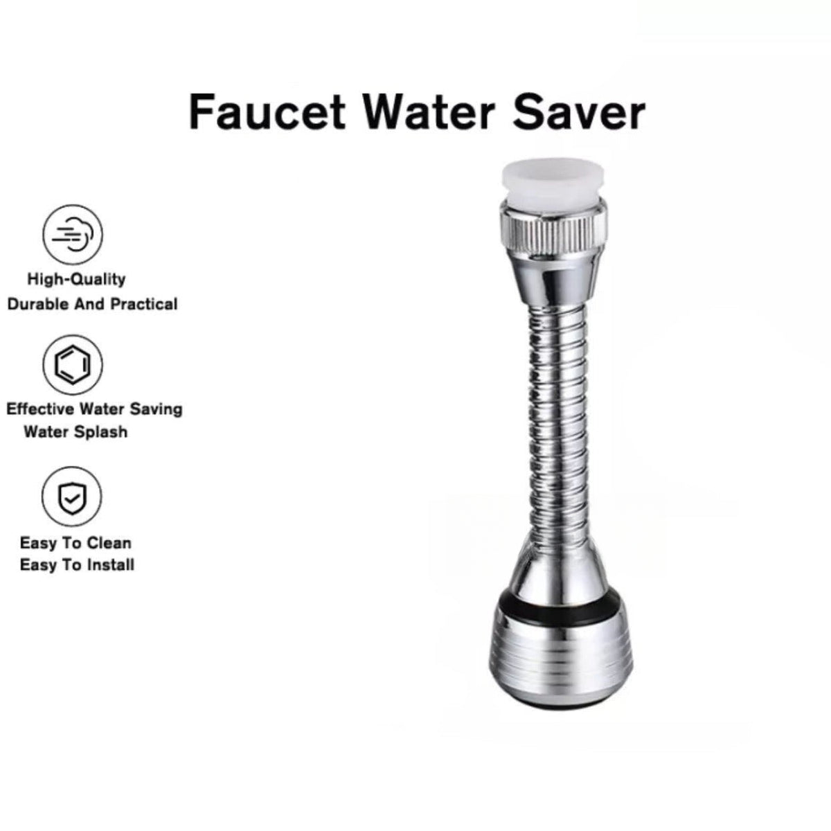 360 Degree Extension Faucet Spout Splash Head Water Saver Kitchen Hous ...