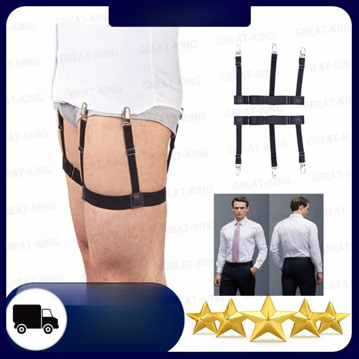 2pcs/1 Pair Mens Shirt Stays Garters Holder Adjustable Shirt Holders R ...