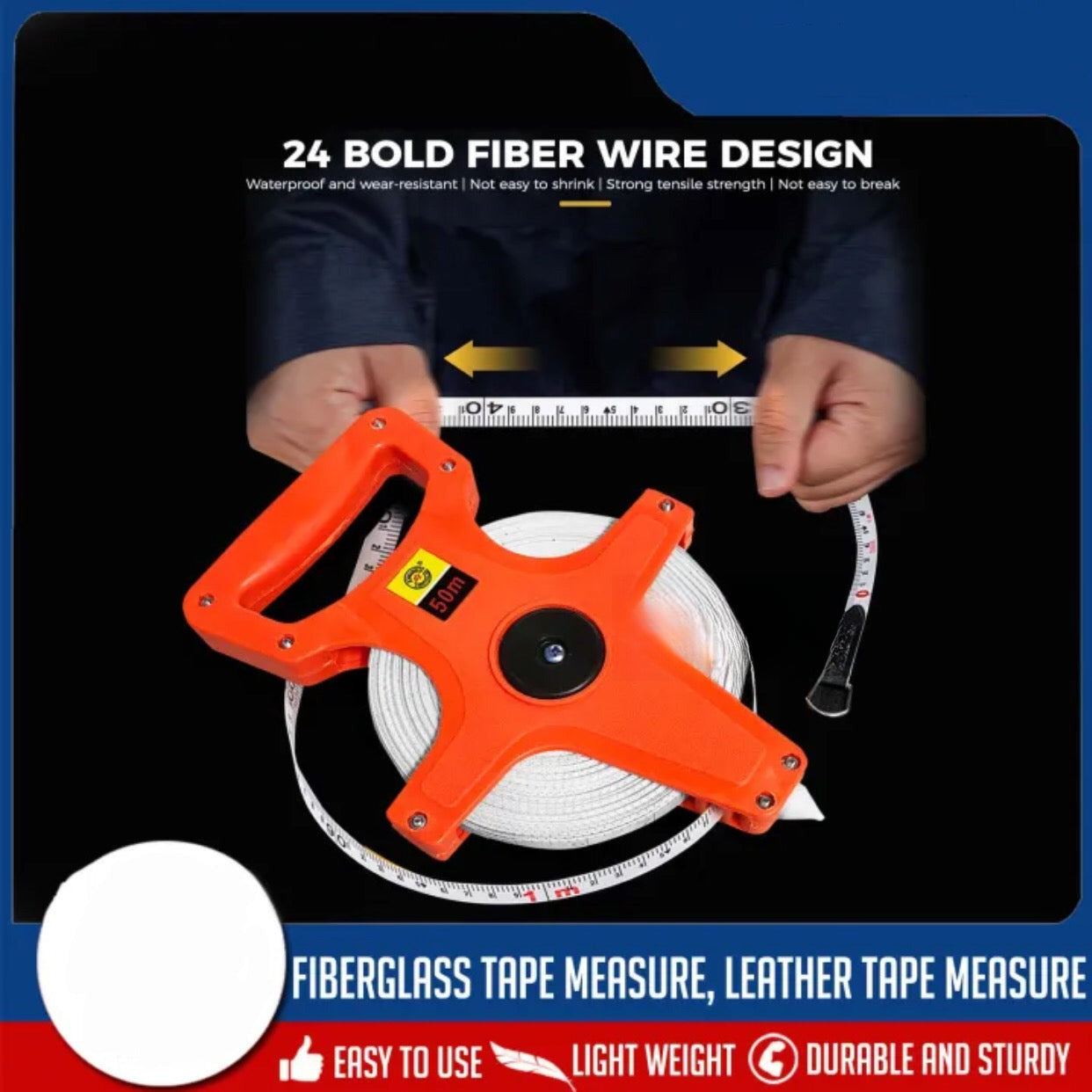 30M | 50M | 100M Tape Measure Fiber Glass High Quality Heavy Duty Mete ...