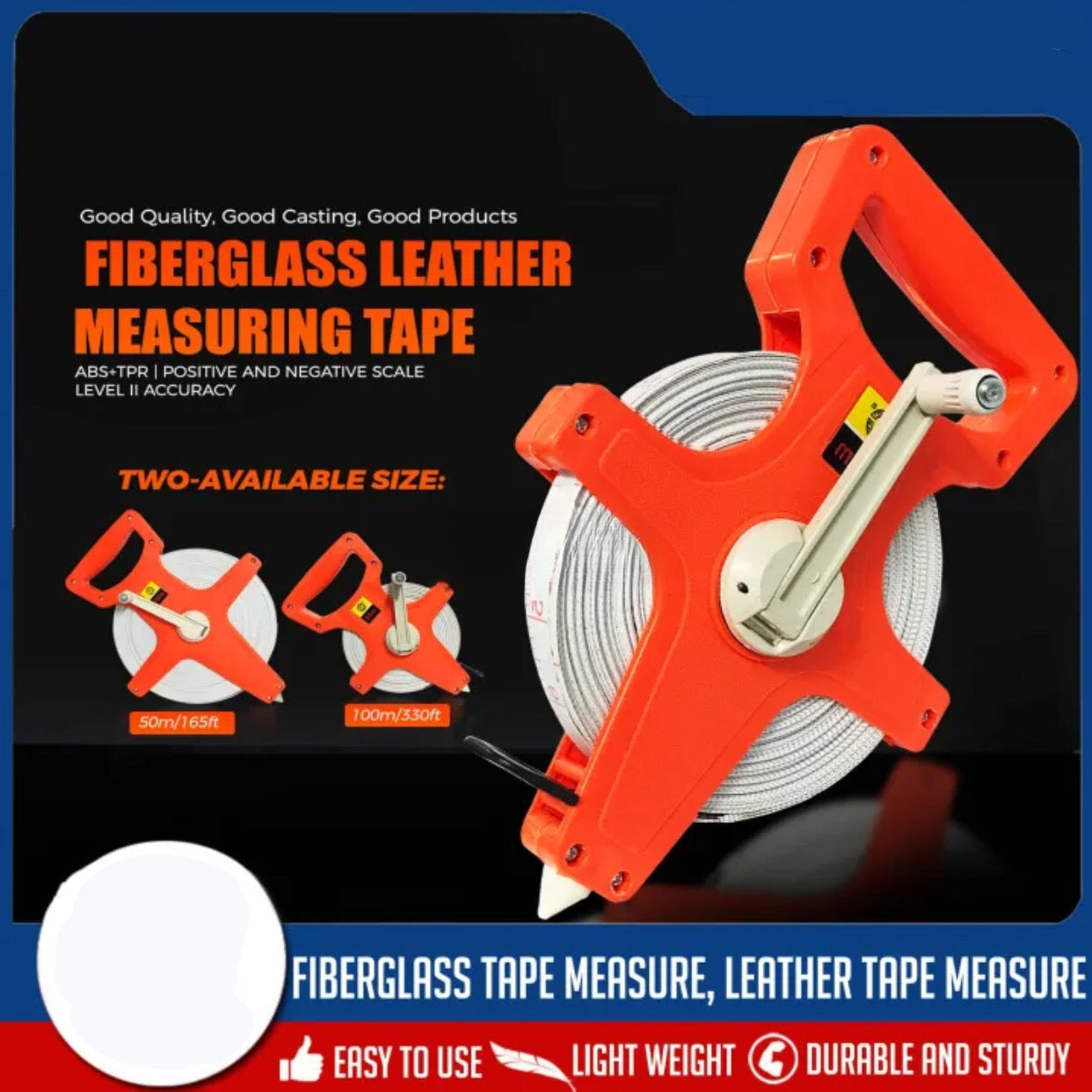 30M | 50M | 100M Tape Measure Fiber Glass High Quality Heavy Duty Mete ...
