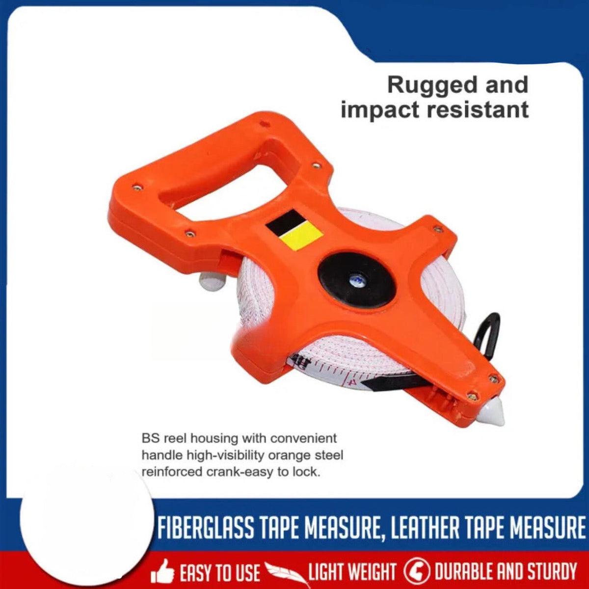 30M | 50M | 100M Tape Measure Fiber Glass High Quality Heavy Duty Mete ...