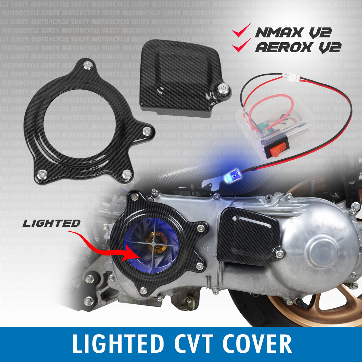 Transparent Acrylic CVT Cover with LED Light Box & Mounting Bolts for ...