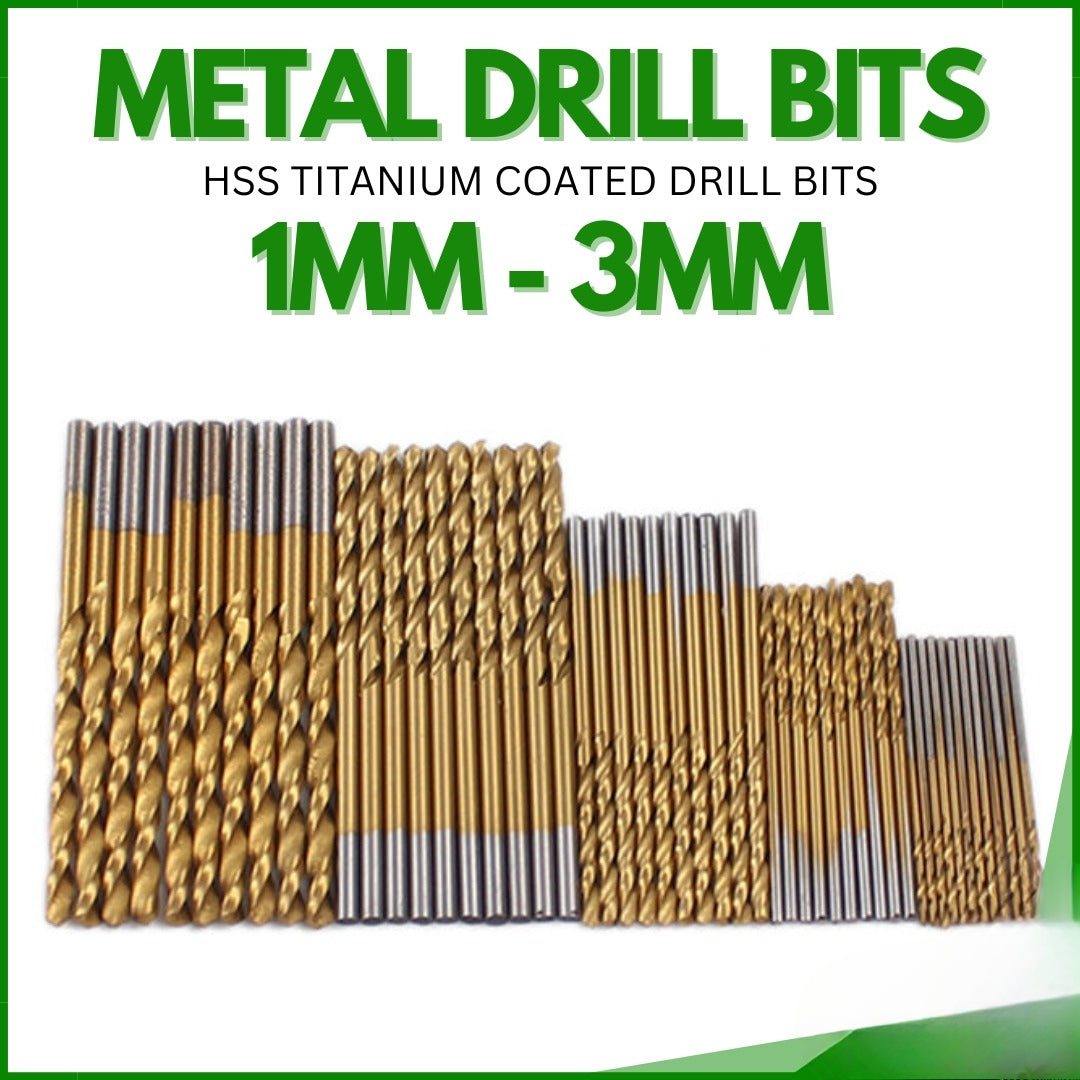 50-Piece Titanium-Coated HSS Drill Bit Set – 1mm to 3mm Precision Dril ...