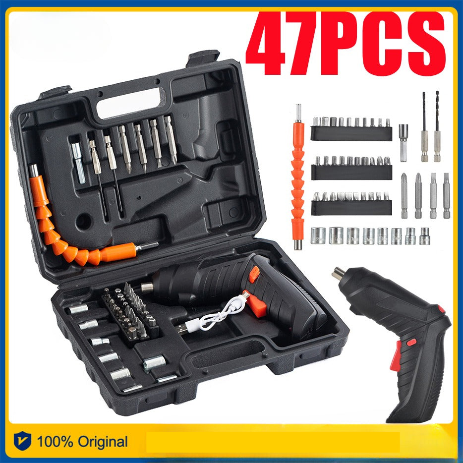 47-Piece Rechargeable 4.2V Cordless Electric Screwdriver Set with Acce ...