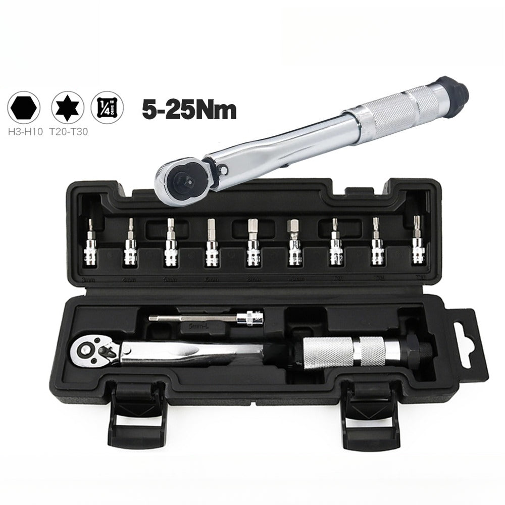 11-Piece Adjustable Torque Wrench Set – 5-25Nm Bicycle Repair Tools wi ...