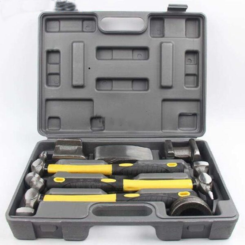 7-Piece Auto Body Dent Repair Hammer and Dolly Tool Set with Storage C ...