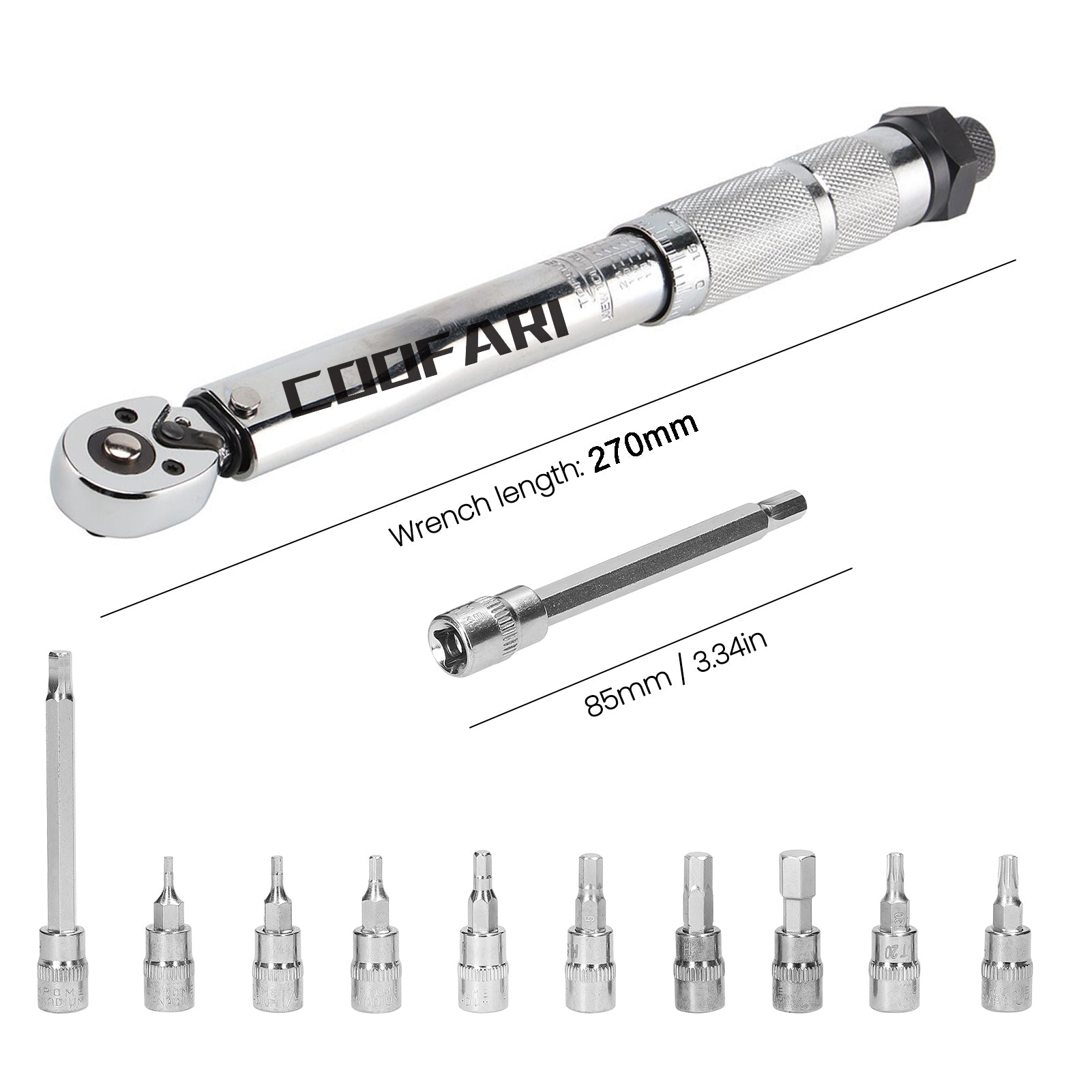 11-Piece Adjustable Torque Wrench Set – 5-25Nm Bicycle Repair Tools wi ...