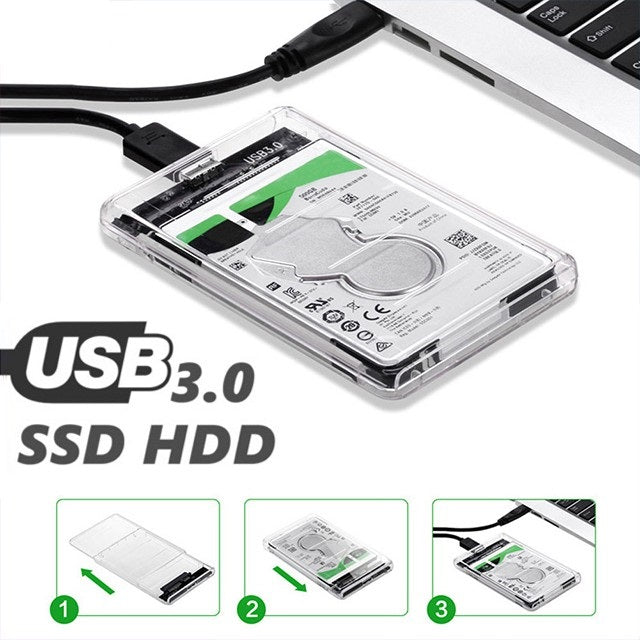USB 3.0 Transparent External Hard Drive Enclosure for 2.5" HDD – Arrow ...