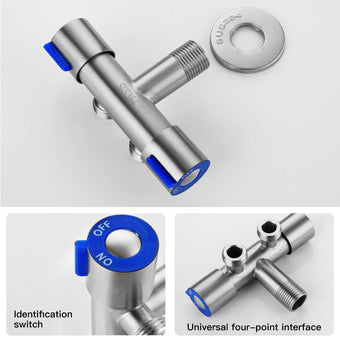 Stainless Steel Angle Valve 2 Way Dual Control Angle Valve 1/2" Multi ...