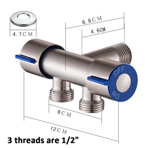 Stainless Steel Angle Valve 2 Way Dual Control Angle Valve 1/2" Multi ...