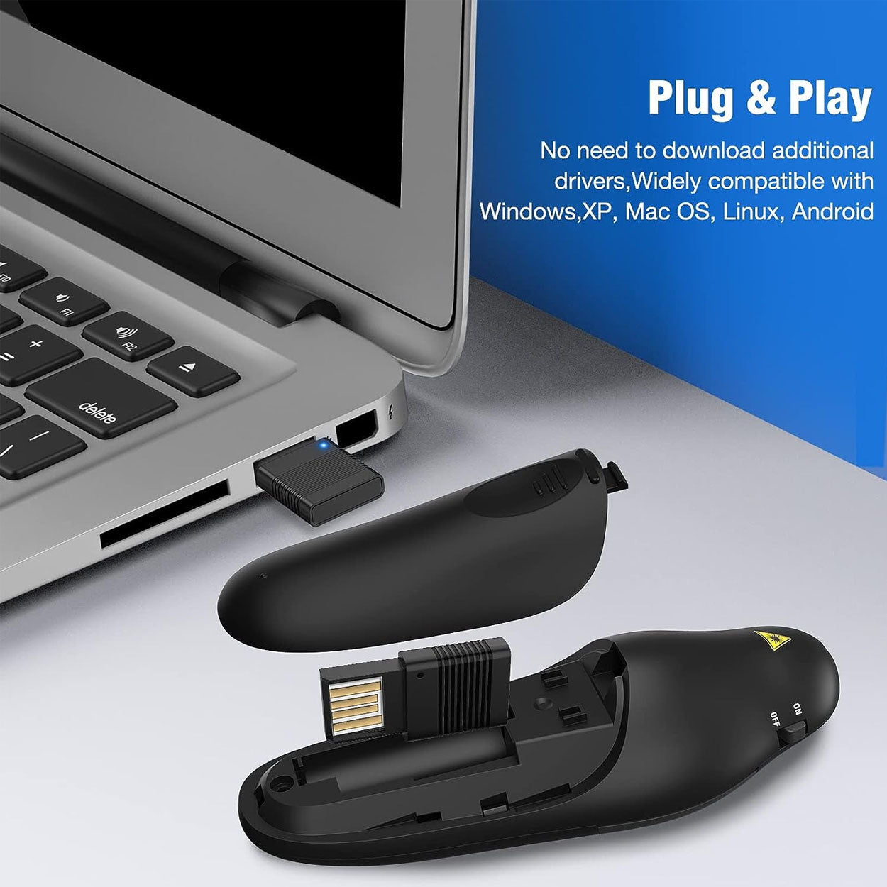 USB 2.4GHz Wireless PowerPoint Presenter with Laser Pointer and Slide ...