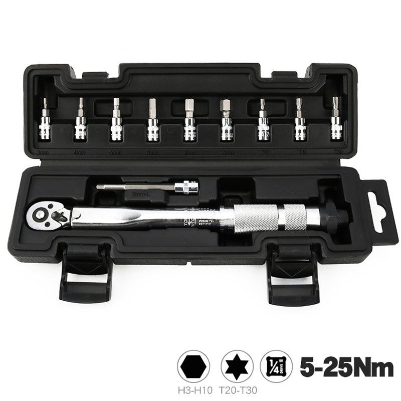 11-Piece Adjustable Torque Wrench Set – 5-25Nm Bicycle Repair Tools wi ...