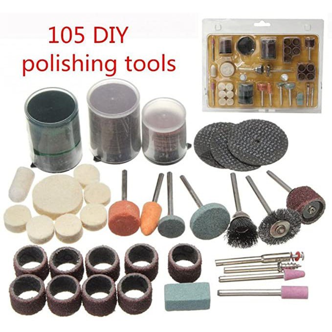 105-Piece Rotary Tool Accessory Set for Grinding, Polishing, and Cutti ...